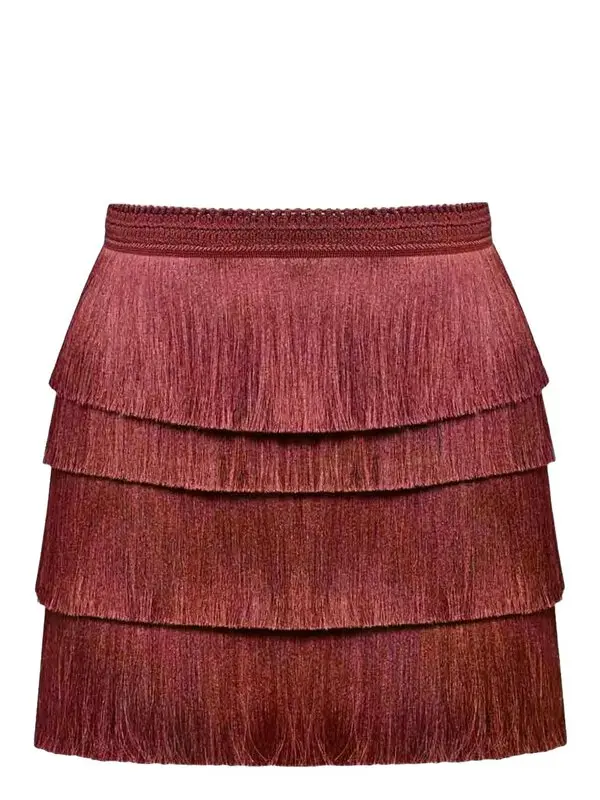 PatBO X Camila Coelho Amber Fringed Mini Skirt - Brown