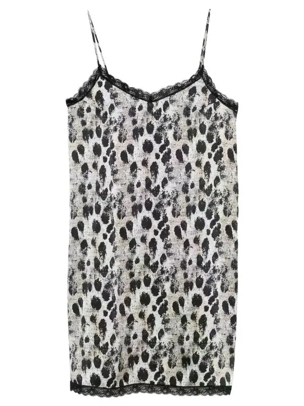 R13 Lace-trim Leopard-print Mini Dress - Neutrals