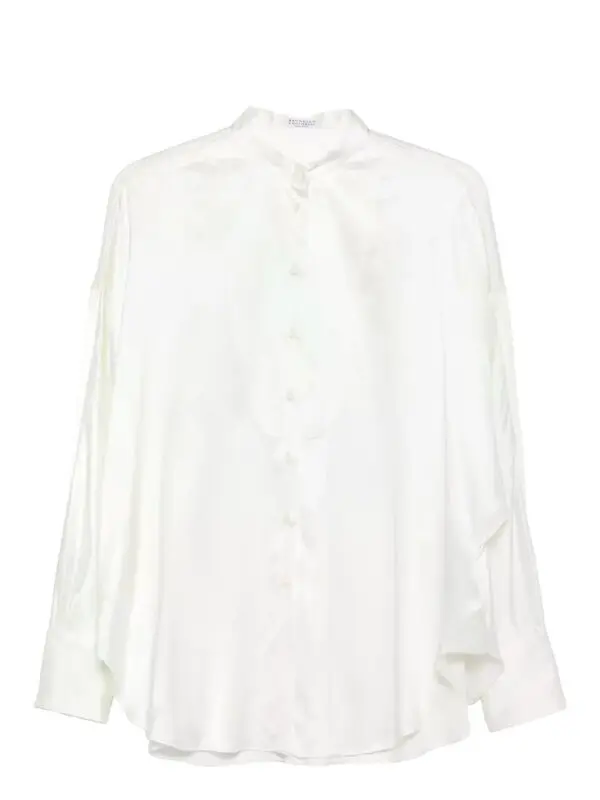 Brunello Cucinelli Band-collar Blouse - Neutrals