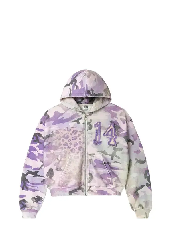 VALE FOREVER Wayne Zip-up Camouflage Hoodie - Purple