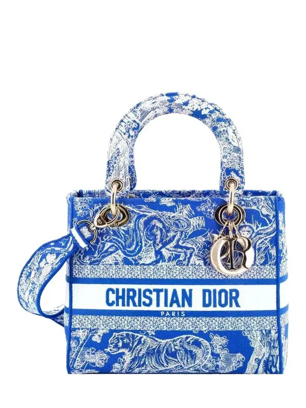 Dior Lady D-lite Embroidered Canvas Satchel - Blue