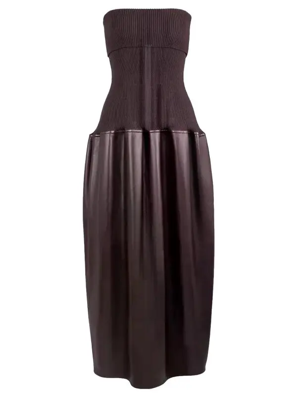 TOD'S Knitted Leather Midi Dress - Brown