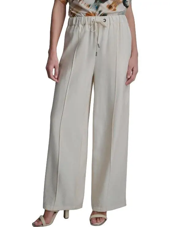 Dkny Woven Drawstring Flared Pants - Coconut