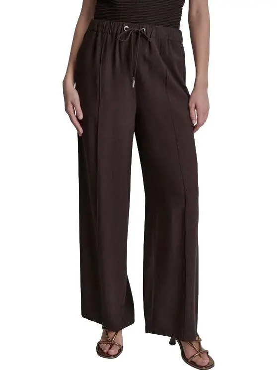 Dkny Woven Drawstring Flared Pants - Tobacco