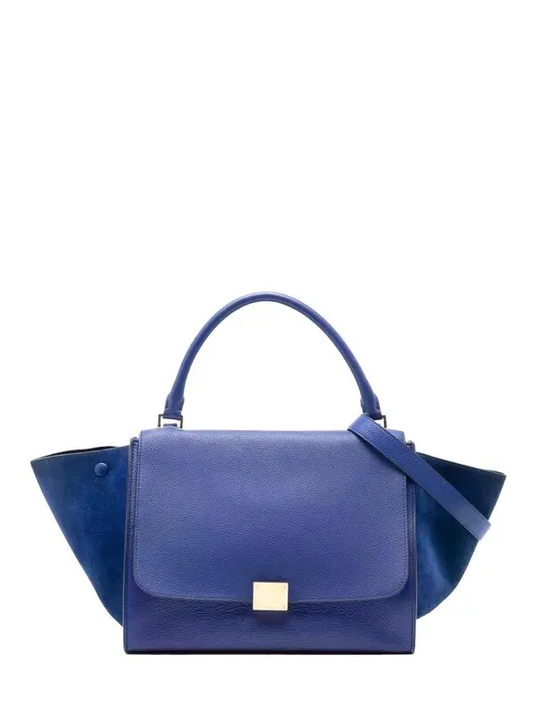 Celine 2013 Medium Calfskin And Suede Trapeze Satchel - Blue