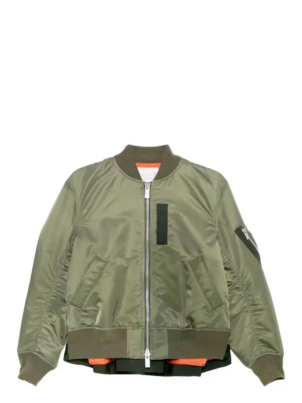 Sacai Bomber Jacket With Zip Pockets - Green