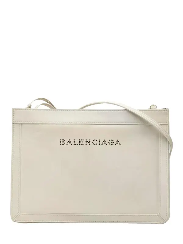 Balenciaga Leather Pochette Crossbody Bag - White