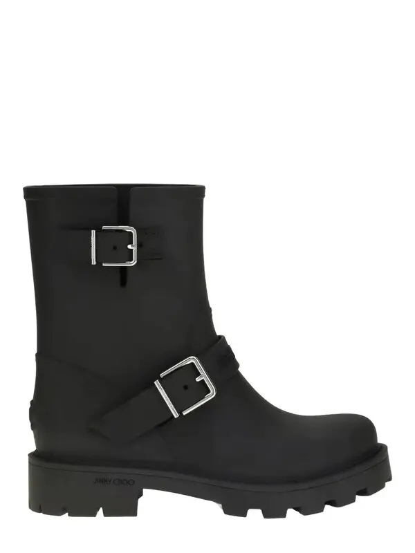 JIMMY CHOO Buckle-strap Biker Boots - Black