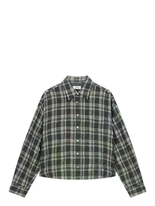 STUDIO TOMBOY Elasticated-hem Checkered Shirt - Grey