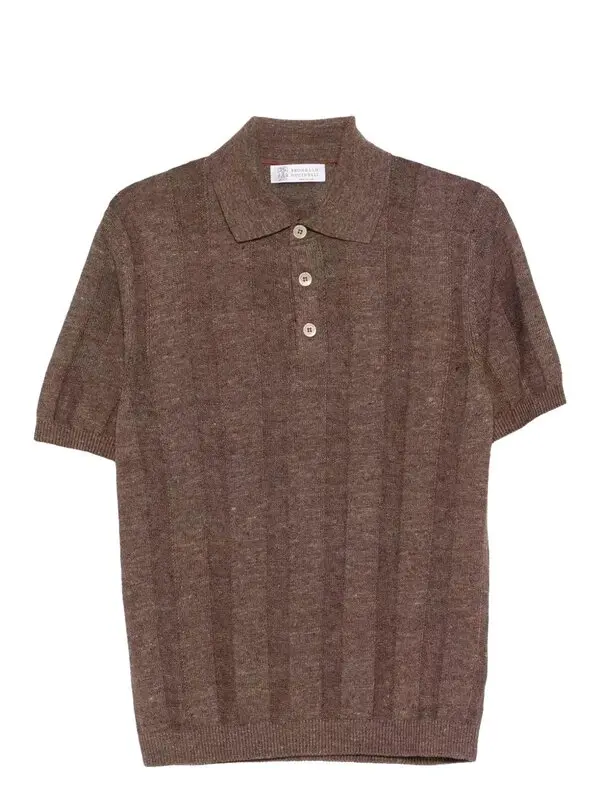 Brunello Cucinelli Ribbed Polo Shirt - Brown