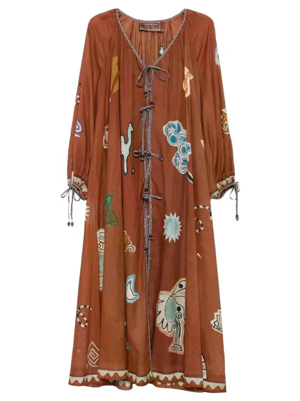 ALEMAIS Laurence Graphic Print Maxi Dress - Brown