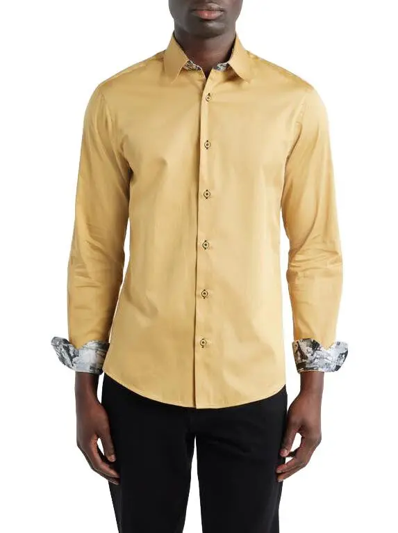SIRAGUSA Sinai Collection Luxe Cotton Dress Shirt - Beige/gold