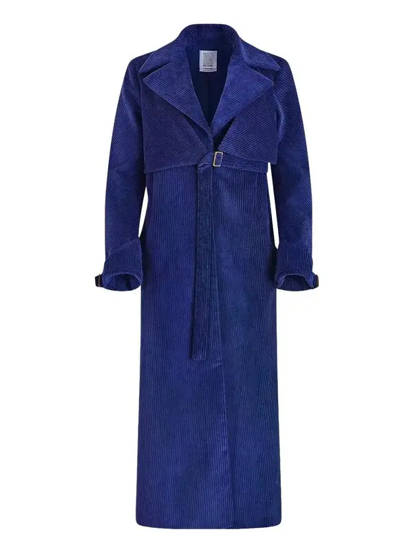 Rosie Assoulin Yipee Ki-yay Corduroy Trench Coat - Blue