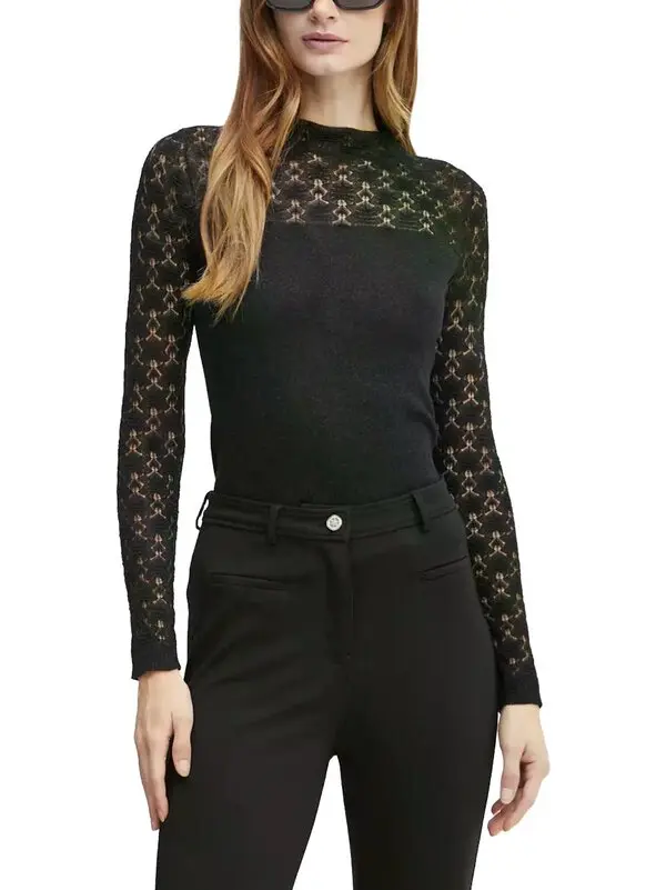 Karl Lagerfeld Lace Knit Top - Black