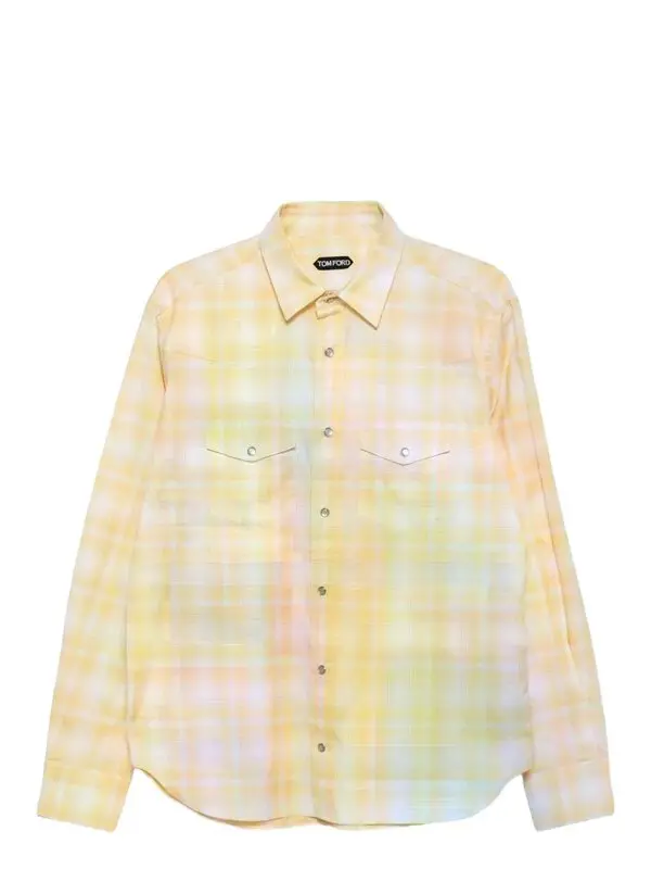 TOM FORD Chest-pocket Checked Shirt - Yellow
