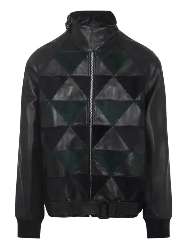 LANVIN Geometric-panel Leather Jacket - Black