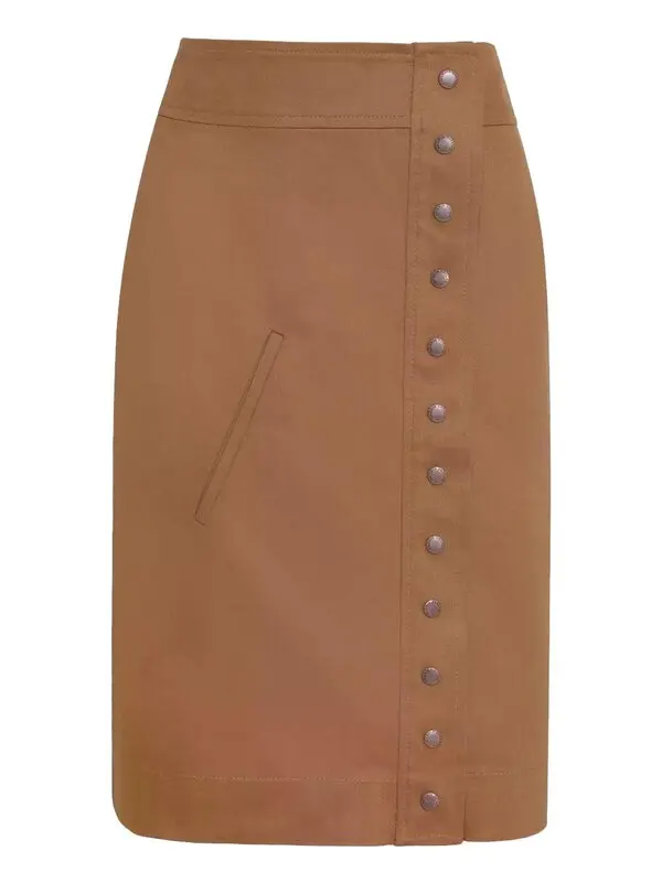GLORIA COELHO Pocket-detail Button-fastening Skirt - Brown