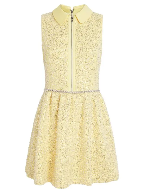 Alice + Olivia Embellished Ellis Mini Dress - Yellow