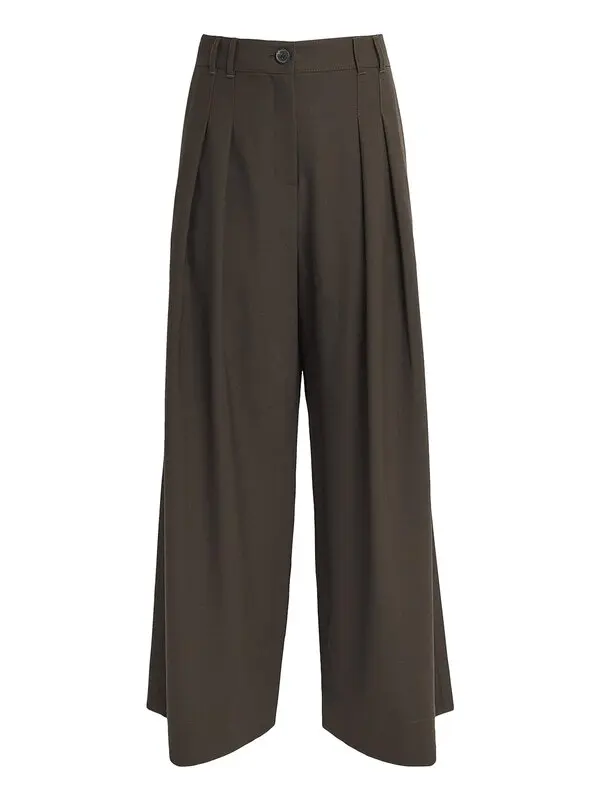 ME+EM Pleated Wide-leg Trousers - Green