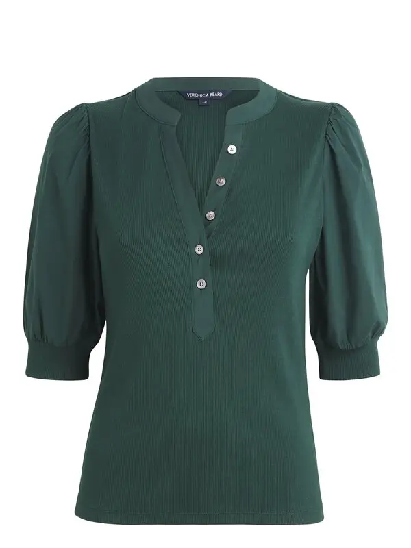 Veronica Beard Coralee Knit Henley - Green