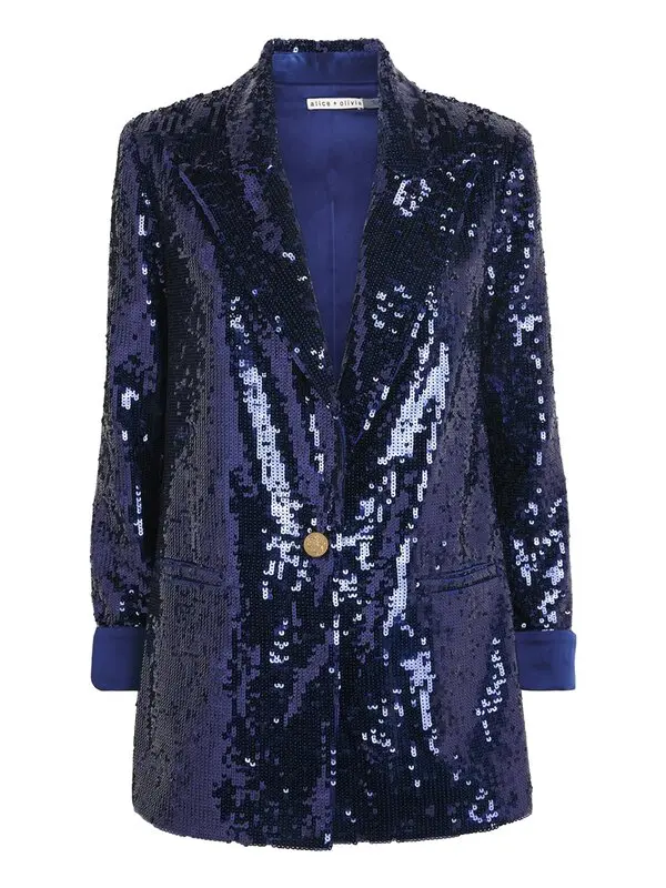 Alice + Olivia Quincy Sequin Blazer - Navy