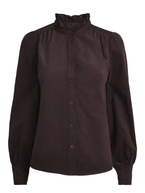 ME+EM Corduroy Lyocell Blouse - Brown