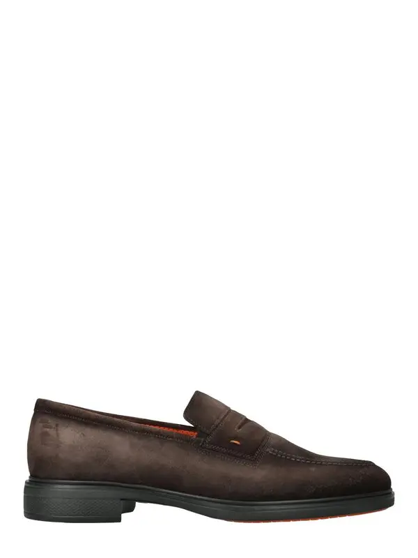 Santoni Suede Penny Loafers - Brown