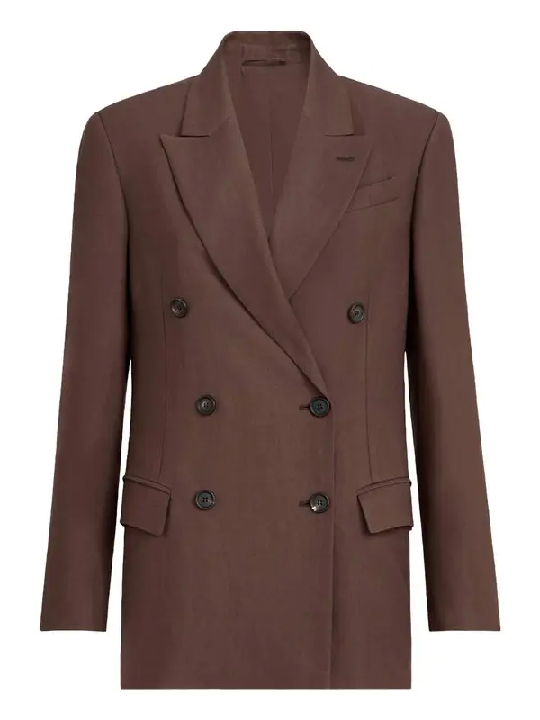 Brunello Cucinelli Crepe Double-breasted Blazer - Brown