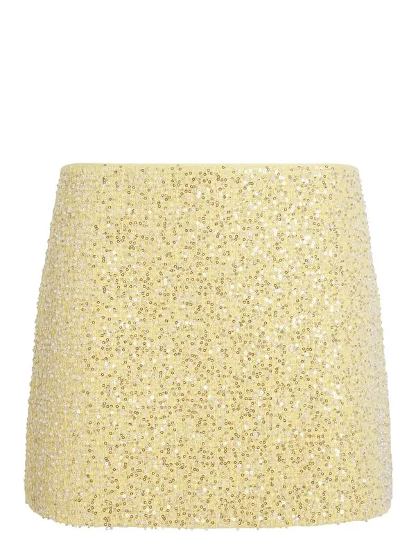 Alice + Olivia Ecenia Tweed Mini Skirt - Yellow