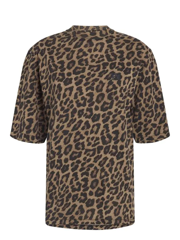 ANINE BING Avi Leopard Print T-shirt - Brown
