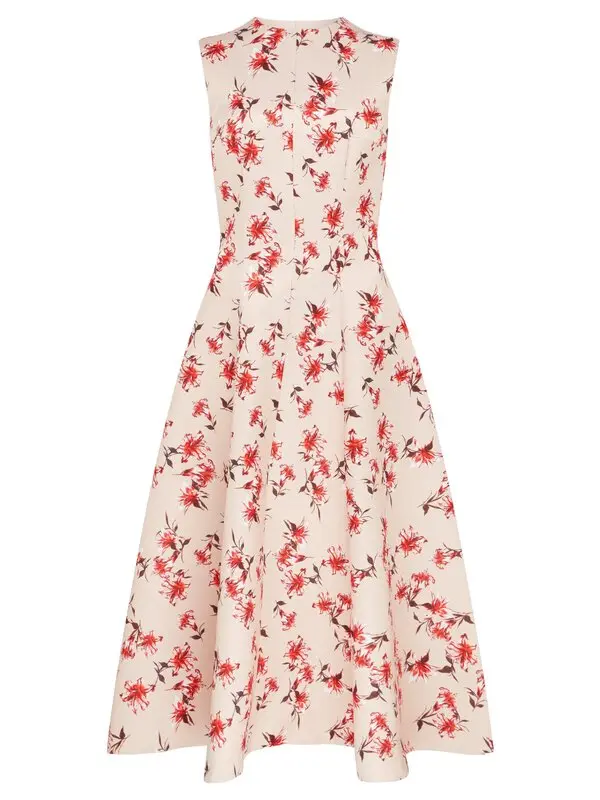 EMILIA WICKSTEAD Mara Dress In Summer Lilies Print Taffeta Faille - Red