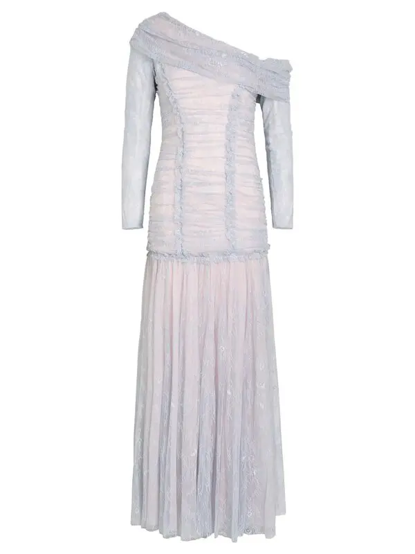 NEEDLE & THREAD Gigi Lace One-shoulder Tulle Gown - Blue