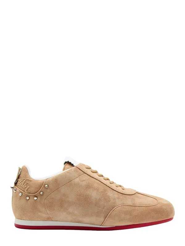 CHRISTIAN LOUBOUTIN Eleanora Studded Suede Sneakers - Beige