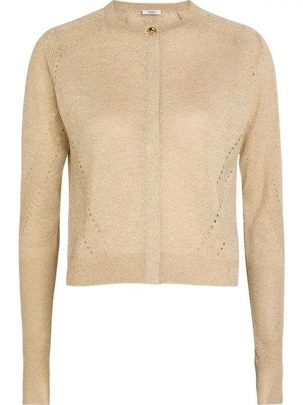 JOSEPH Metallic Lurex Knit Cardigan - Beige