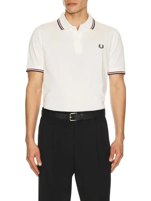 Fred Perry Twin Tipped Shirt In Navy - Snow White  Red  & Navy