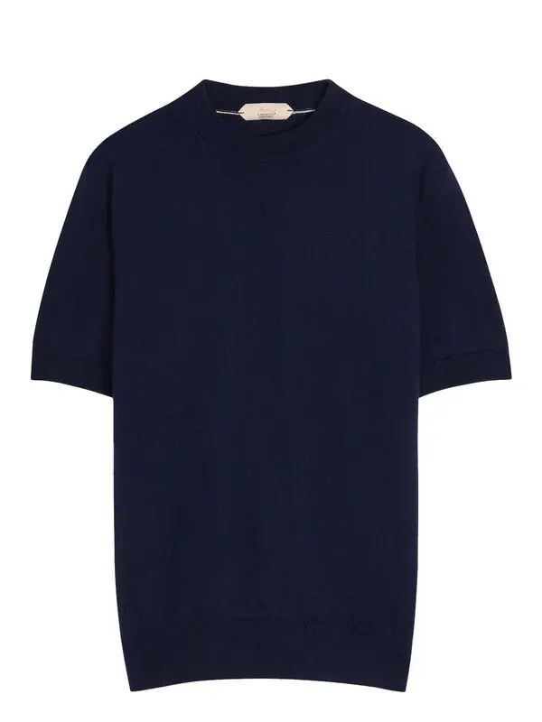 AURELIEN Merino Wool Polo Shirt - Navy