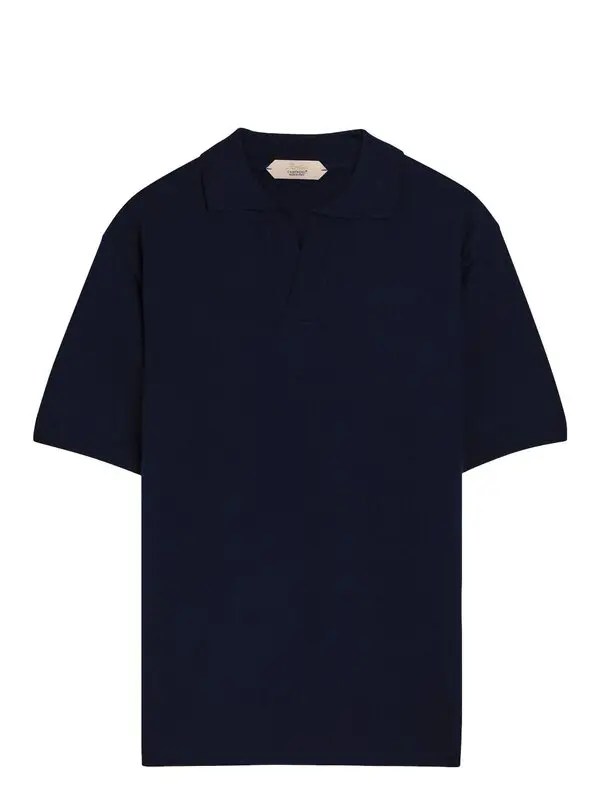 AURELIEN Merino Wool Polo Shirt - Navy