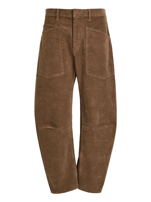 NILI LOTAN Shon Barrel-leg Corduroy Trousers - Brown