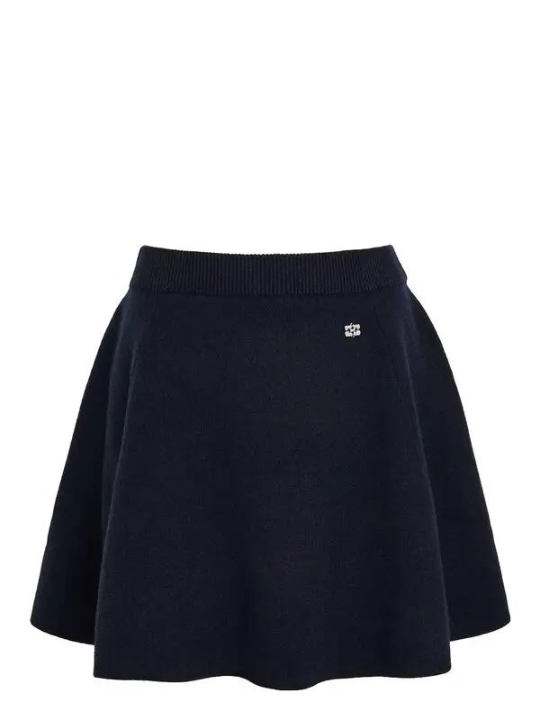 GANNI Wool And Cashmere-blend Mini Skirt - Navy
