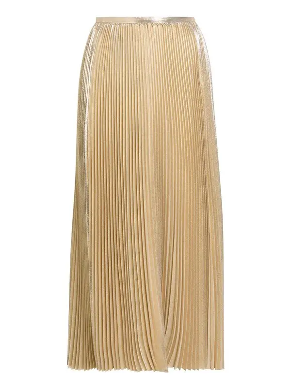JOSEPH Essai Plissé Metallic Lamé Midi Skirt - Beige