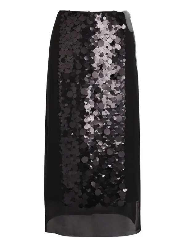 JOSEPH Sequin-embellished Voile Midi Skirt - Black
