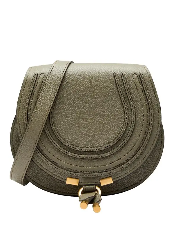 Chloé Marcie Small Grained Leather Saddle Bag - Green