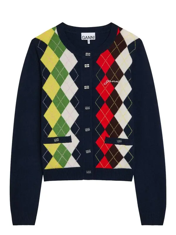 GANNI Argyle Wool And Cashmere-blend Cardigan - Multicoloured