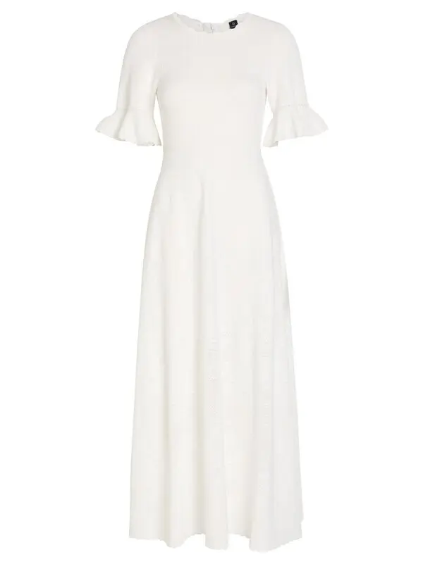 NEEDLE & THREAD Scalloped Pointelle-knit Gown - Cream