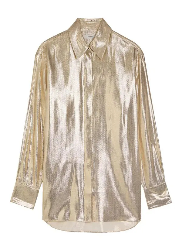 JOSEPH Metallic Lamé Blouse - Beige
