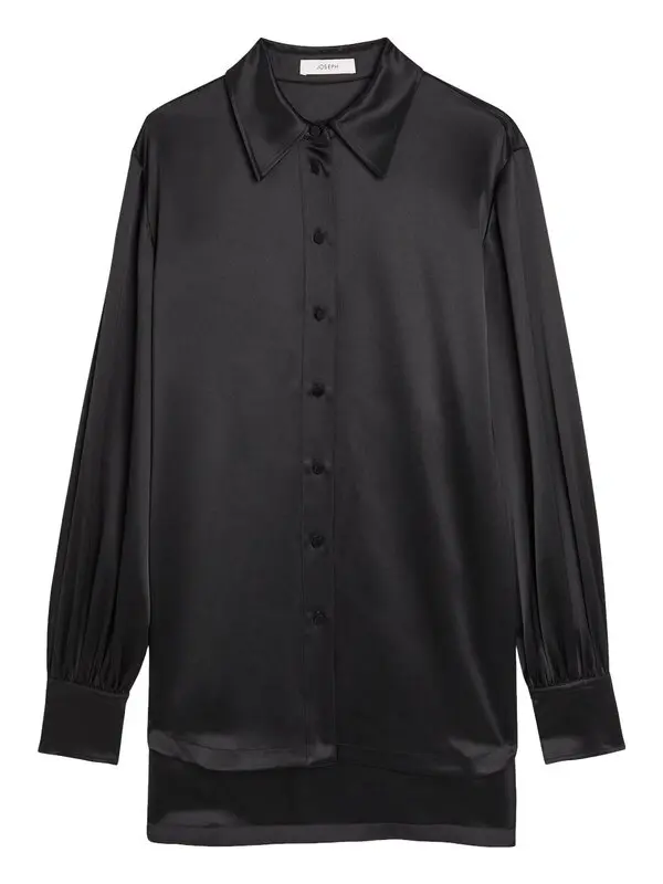 JOSEPH Satin Button-down Blouse - Black