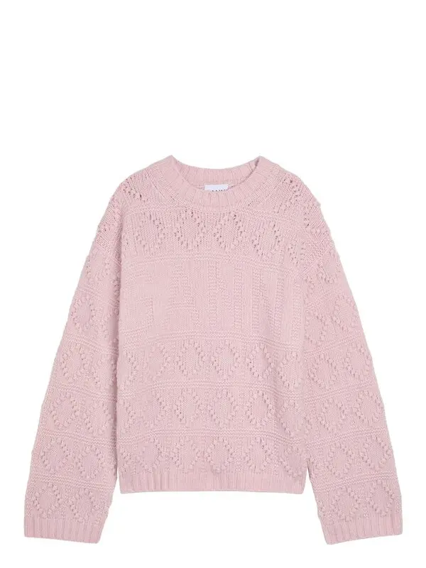 GANNI Textured Wool-blend Jumper - Light Pink