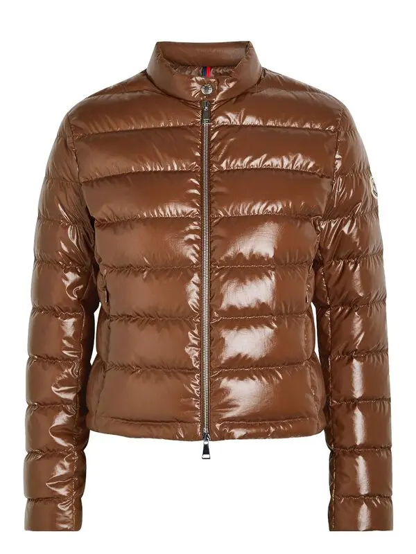 Moncler Padded Glossed Shell Jacket - Brown
