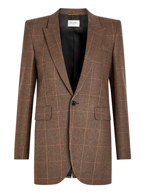 Saint Laurent Houndstooth Wool And Cashmere-blend Blazer - Cream