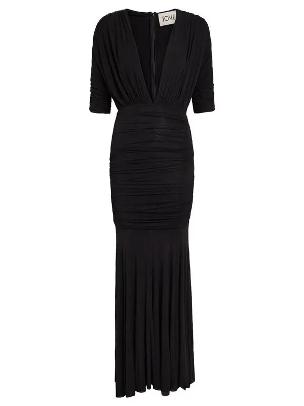 Tove Yana Ruched Maxi Dress - Black